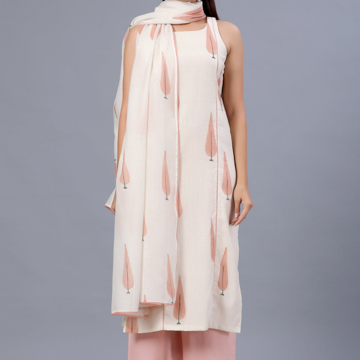 Chanderi Block Printed Sleeveless Suit Set – ILMA