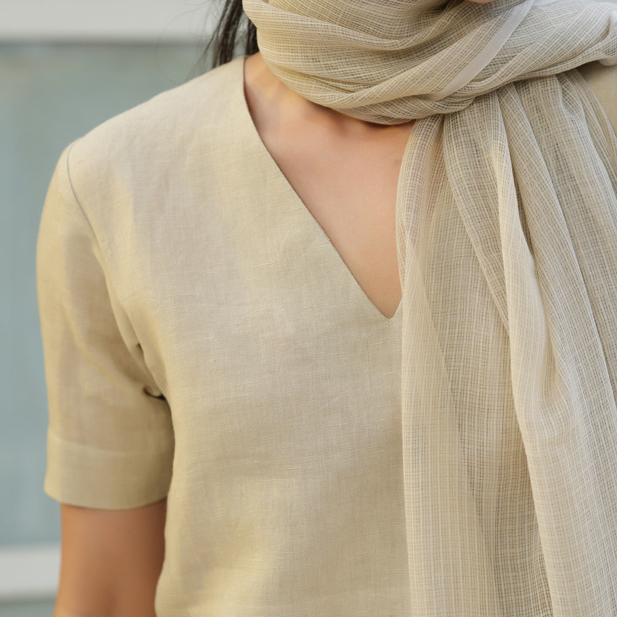 Linen V-Neck Suit Set – ILMA